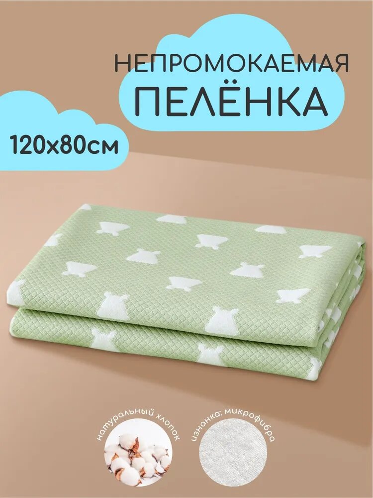 Многоразовая непромокаемая пеленка 120х80см из микрофибры с рисунком "Овечки" для новорожденных