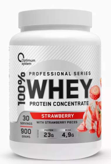 Optimum System WHEY PROTEIN 900 грамм (Клубника)