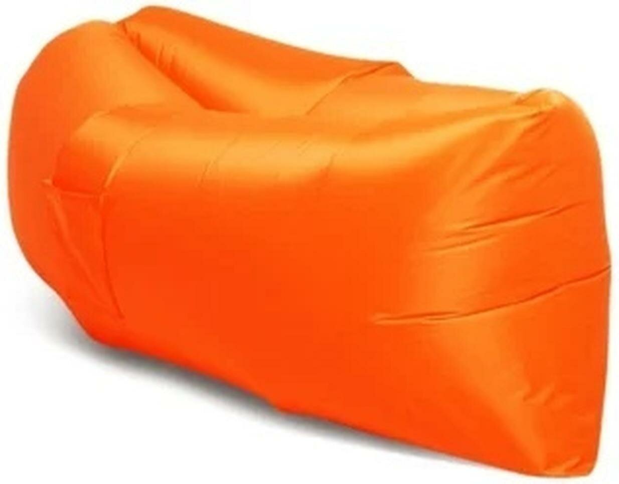 Надувной диван ламзак с колышком / Матрас надувной, цвет оранжевый