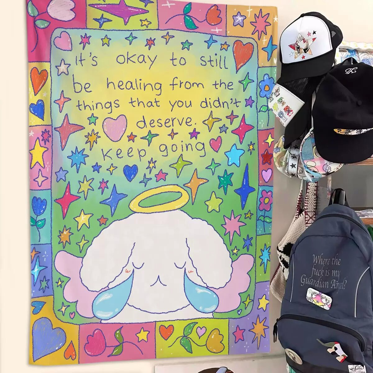 Холст с ручной росписью «Плачущий щенок», фон для декора, настенное панно, декор для коммерческих помещений, спальни,