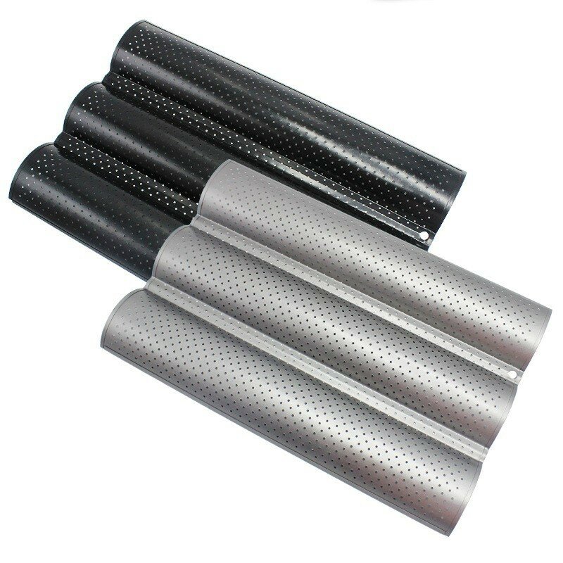 Non- wavy French baking pan bread wavy French baking pan French baking Cake Medium 3-Slot Baguette-Silver