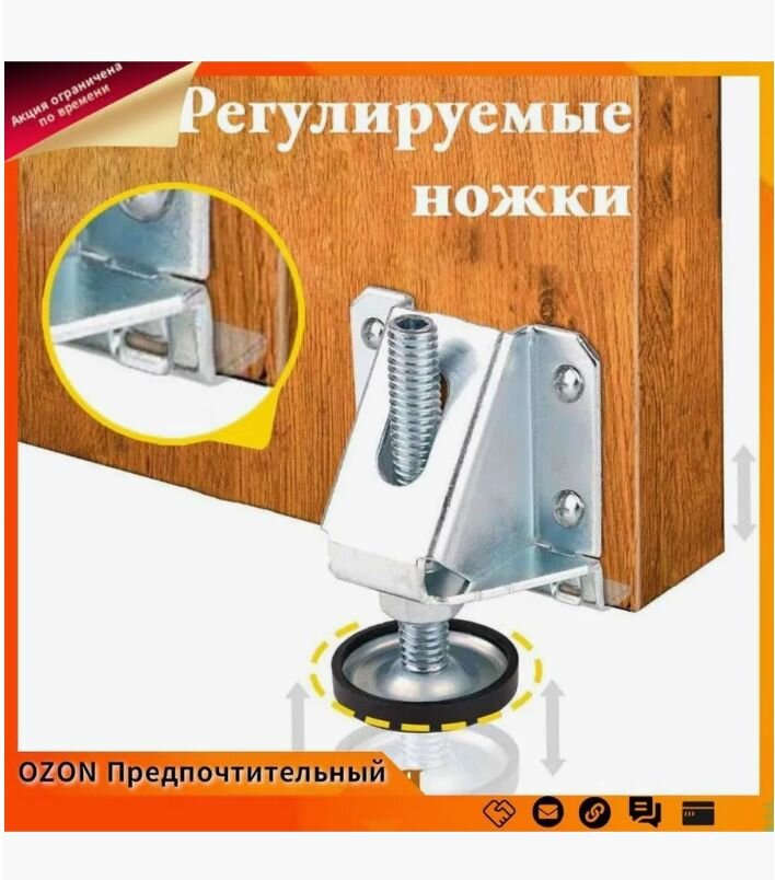 Сверхмощные регулируемые по высоте ножки для выравнивания ме 75mm*2