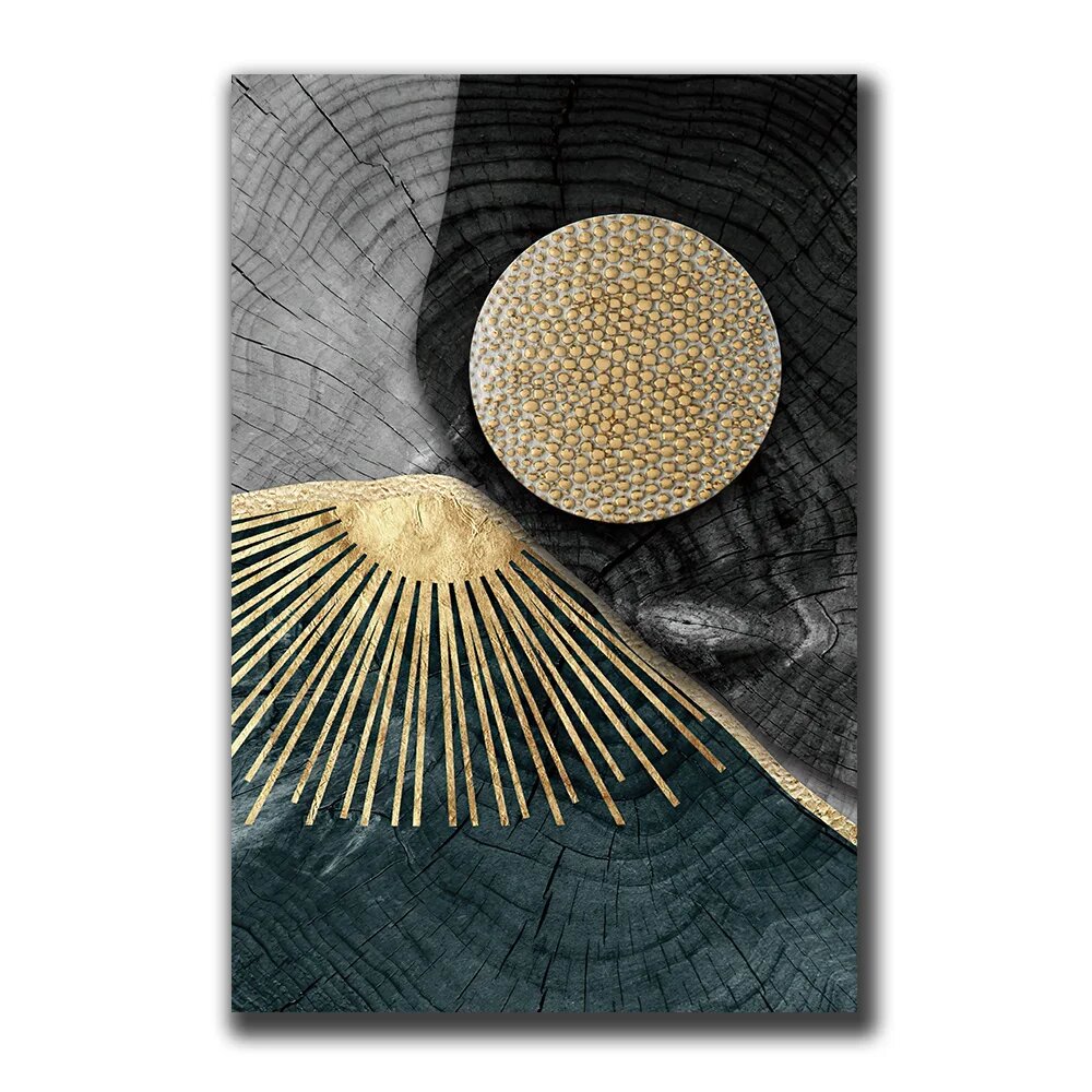Картина на холсте Gryan Abstract Golden Black Wood Texture 16, 50cmX70cm(No Frame)