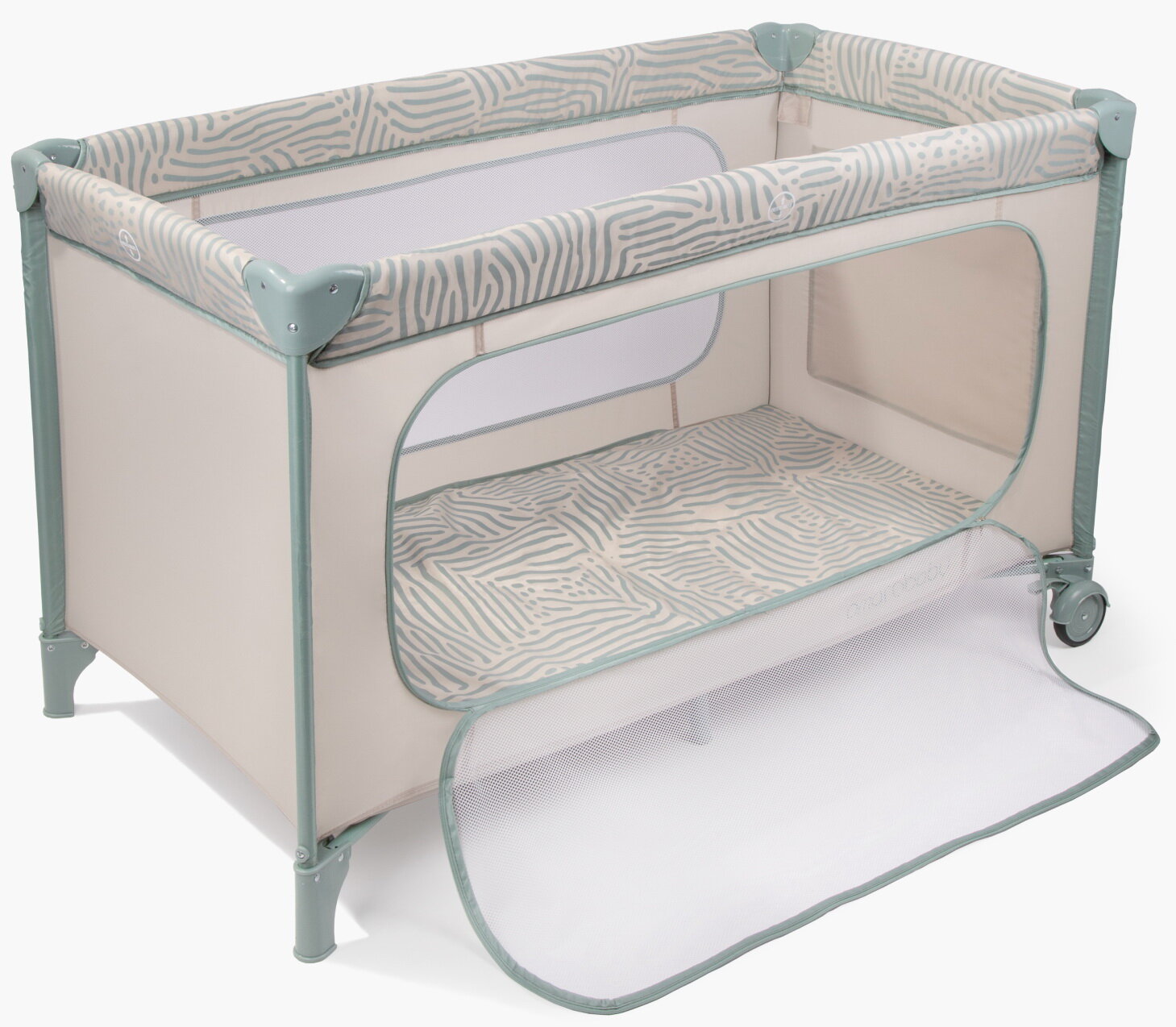 Манеж-кровать Amarobaby SMART прямоугольный бежевый/зеленый