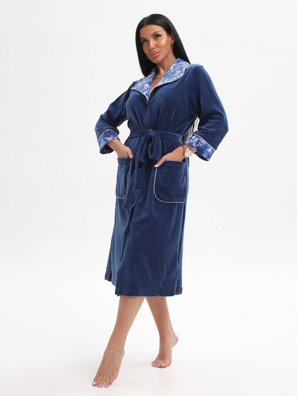 Халат 178/индиго/голубой