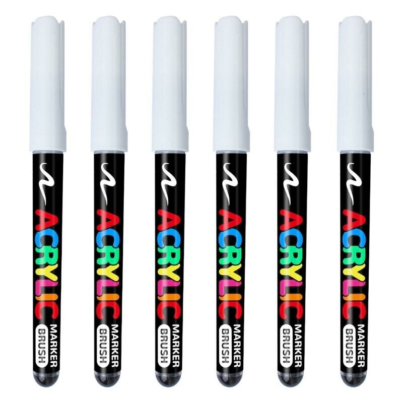 Белый быстросохнущий маркер на водной основе, 6ШТ
