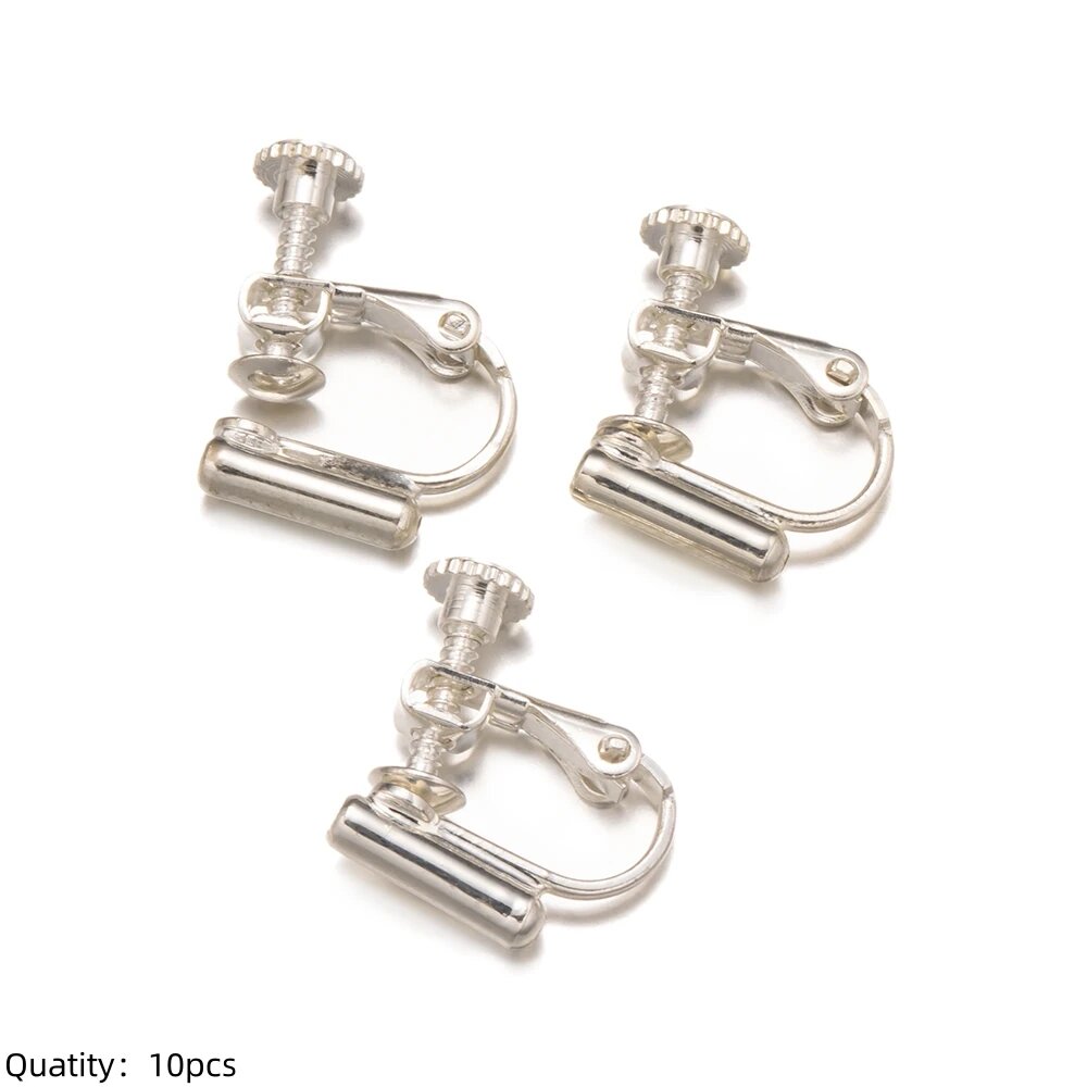 Медные золотые клипсы для не проколотых ушей 10 шт. Серебряный, Silver