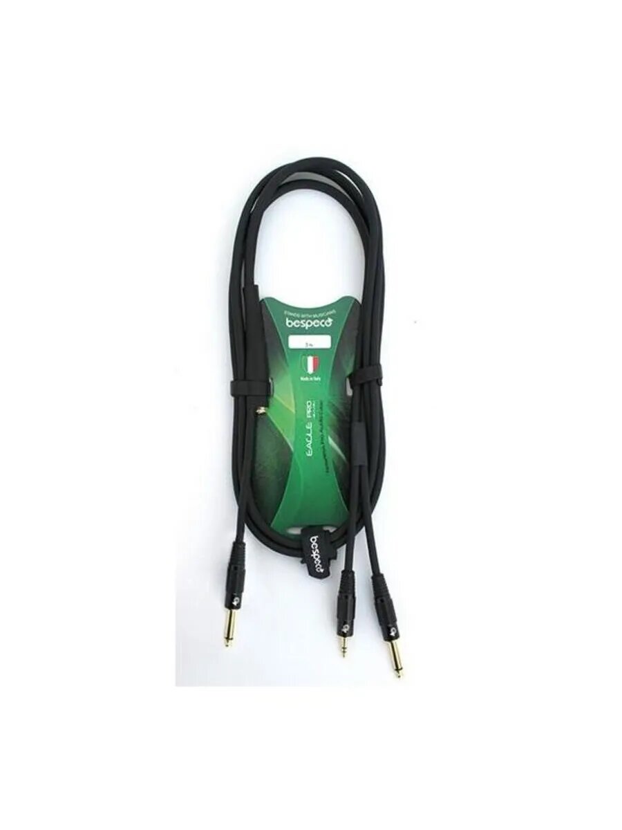 Гитарный кабель Bespeco EAY2J, 5 метров, прямой-прямой, спиральное экранирование