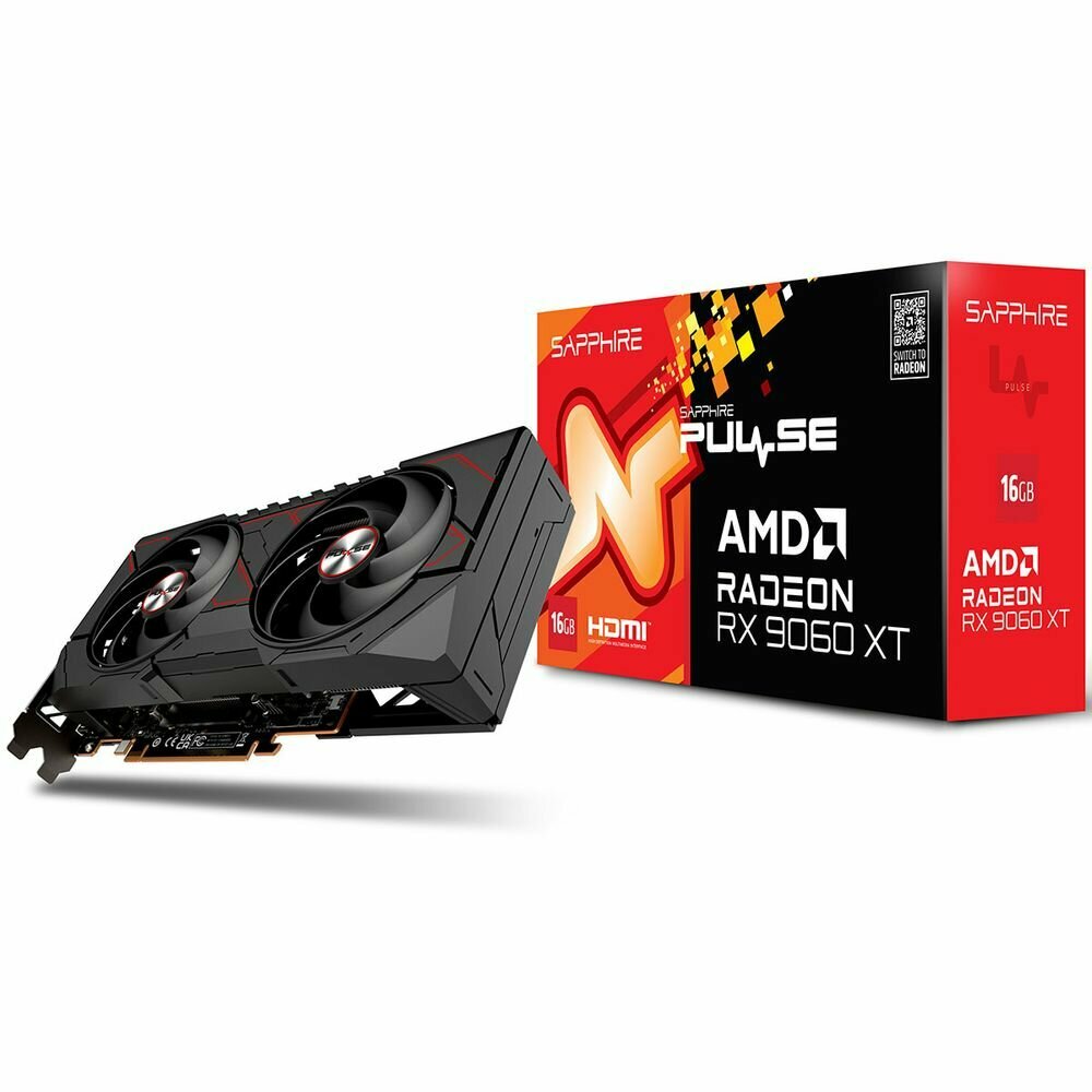 Видеокарта Sapphire RX9060XT PULSE OC 16GB GDDR6 128bit DP 2xHDMI 2FAN RTL
