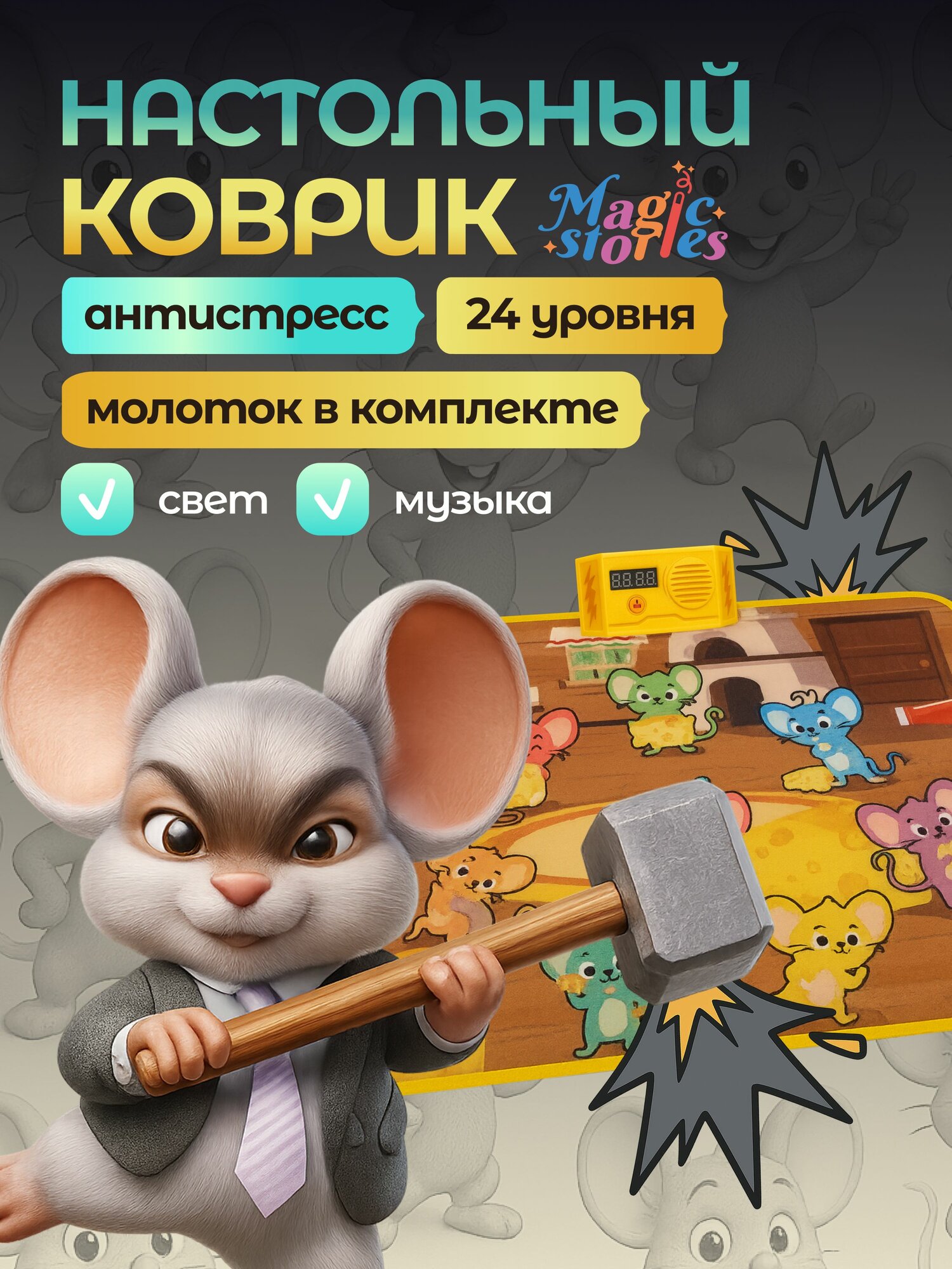 Настольный антистресс коврик Magic Stories игровой для офиса и детей, подарок с приколом, 24 уровня