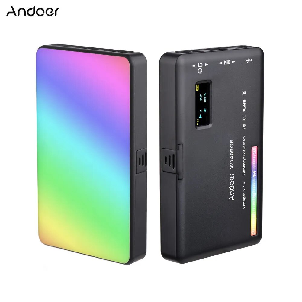 Лампа для фотосъемки, Andoer, W140RGB, 20 видов световых эффектов