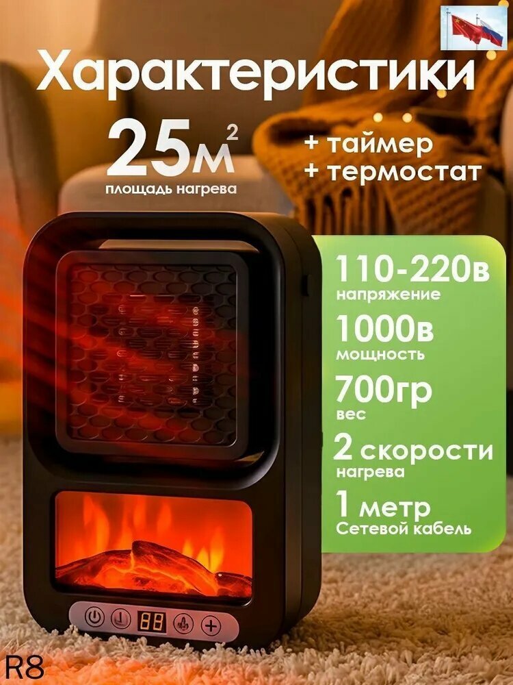 Керамический тепловентилятор 1000Вт с пультом — фото 1
