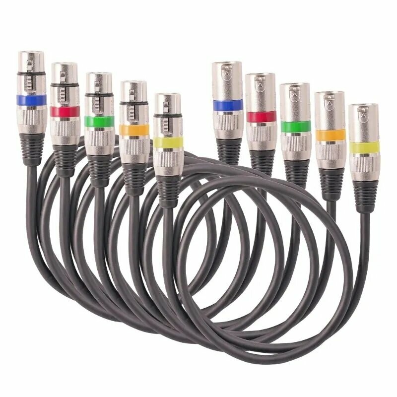 Прочный XLR-кабель для микрофона, 5 шт, 3-контактный симметричный шнур папа-мама DMX-сценического освещения