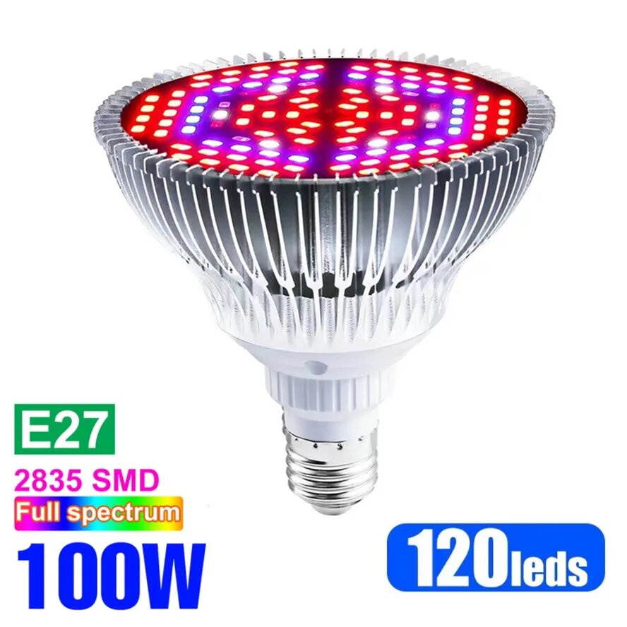 HZZKZZ светодиодная фитолампа полный спектр E27 100W