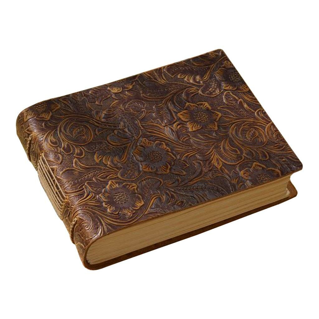 Ретро блокнот из натуральной кожи, Резной - Горизонтальный