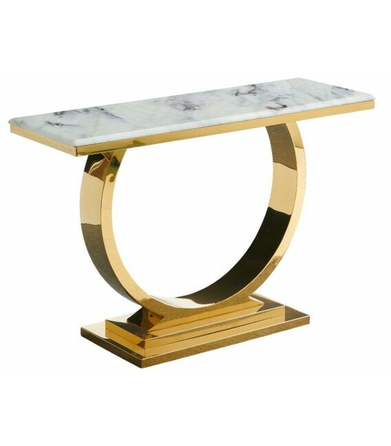 Стол-консоль Лира IST-806,120х40х76 см, небесный белый/золотой