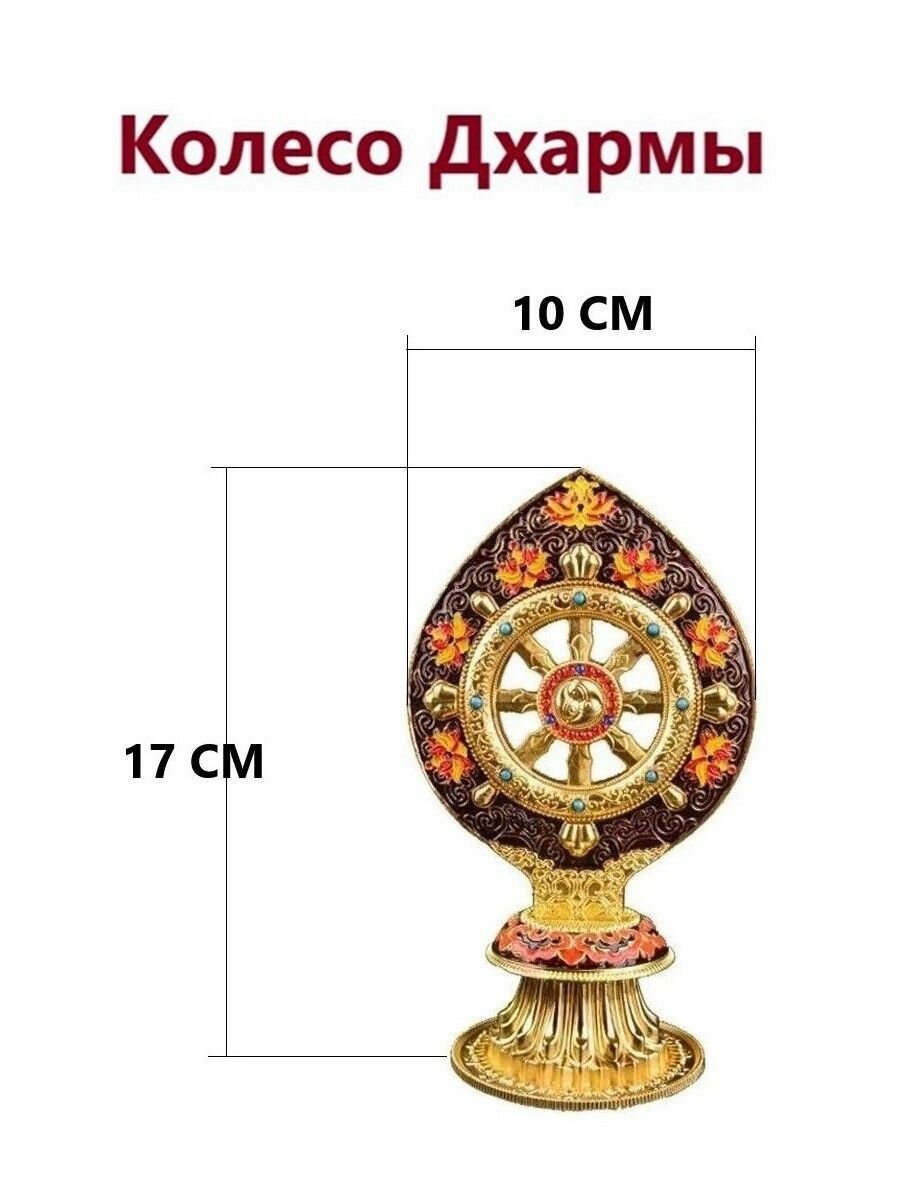 Колесо Дхармы, ширина 10 см, высота 17 см, из металла