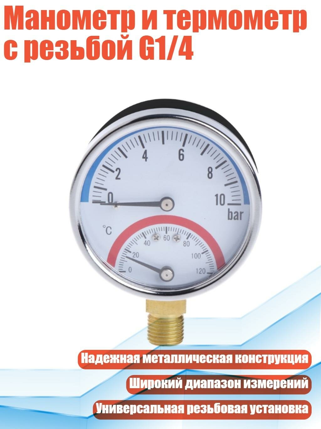 Манометр и термометр с резьбой G1/4