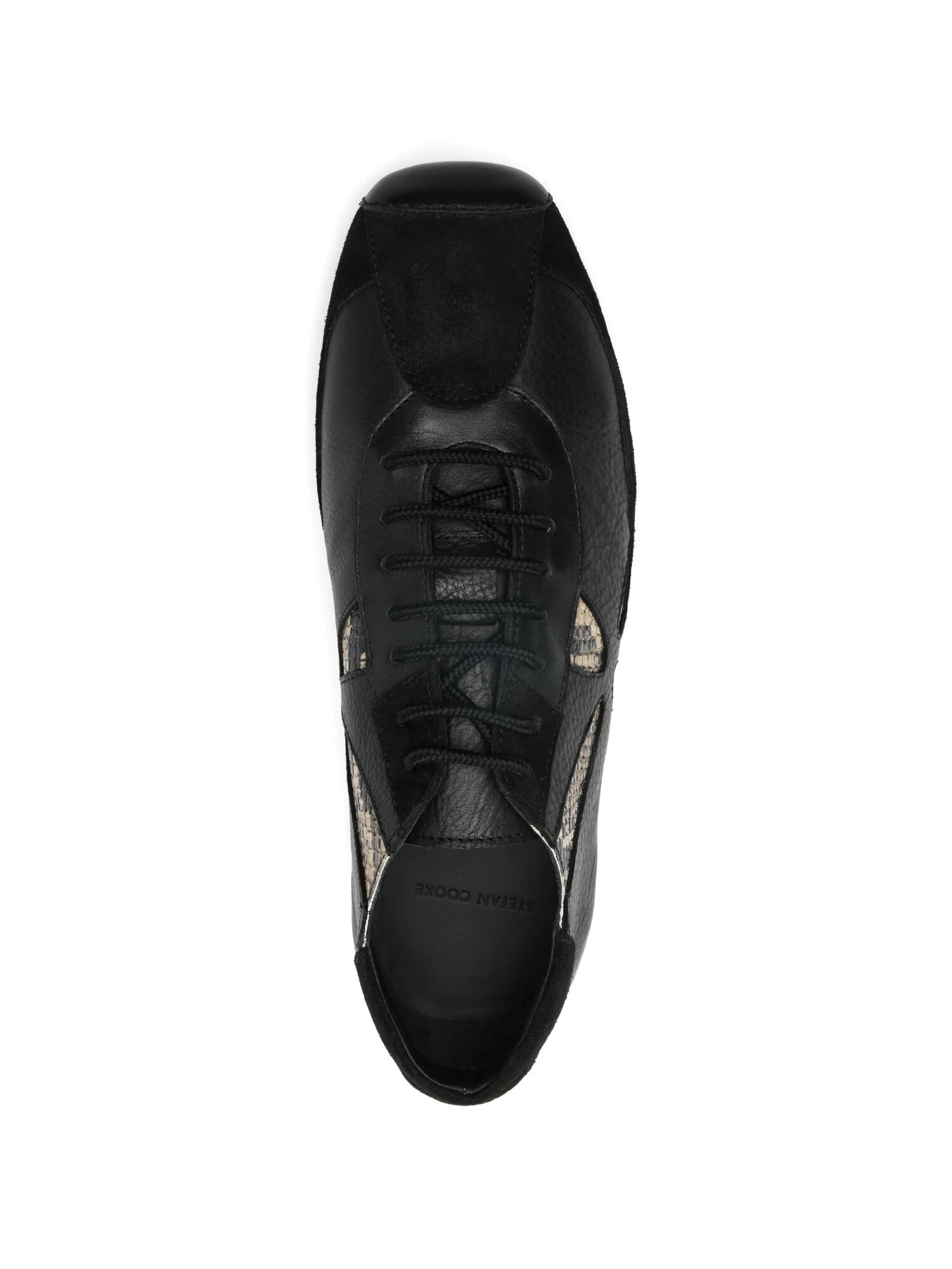 Кроссовки Stefan Cooke Slashed embossed leather sneakers, размер 43, black/black — фото 1