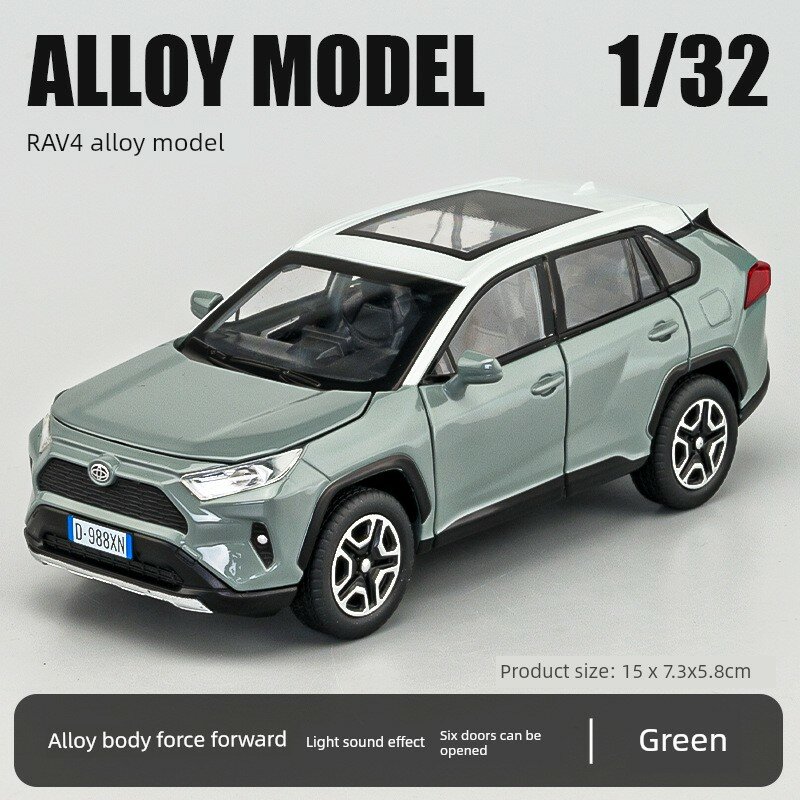 Коллекционная модель Toyota RAV4 в масштабе 1:32 с 6 дверями, звуковыми и световыми эффектами, возвратным механизмом,