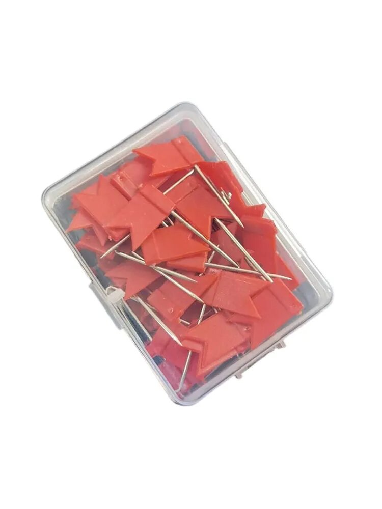 (1 коробка из 50 штук) Цветная пробковая доска с I-образными гвоздями для карт-красный