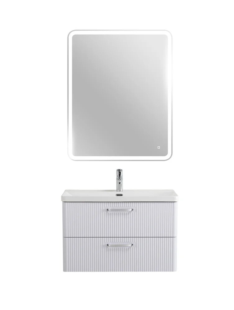 Мебель для ванной комнаты BelBagno Due 80 ручки хром полированный, bianco lucido