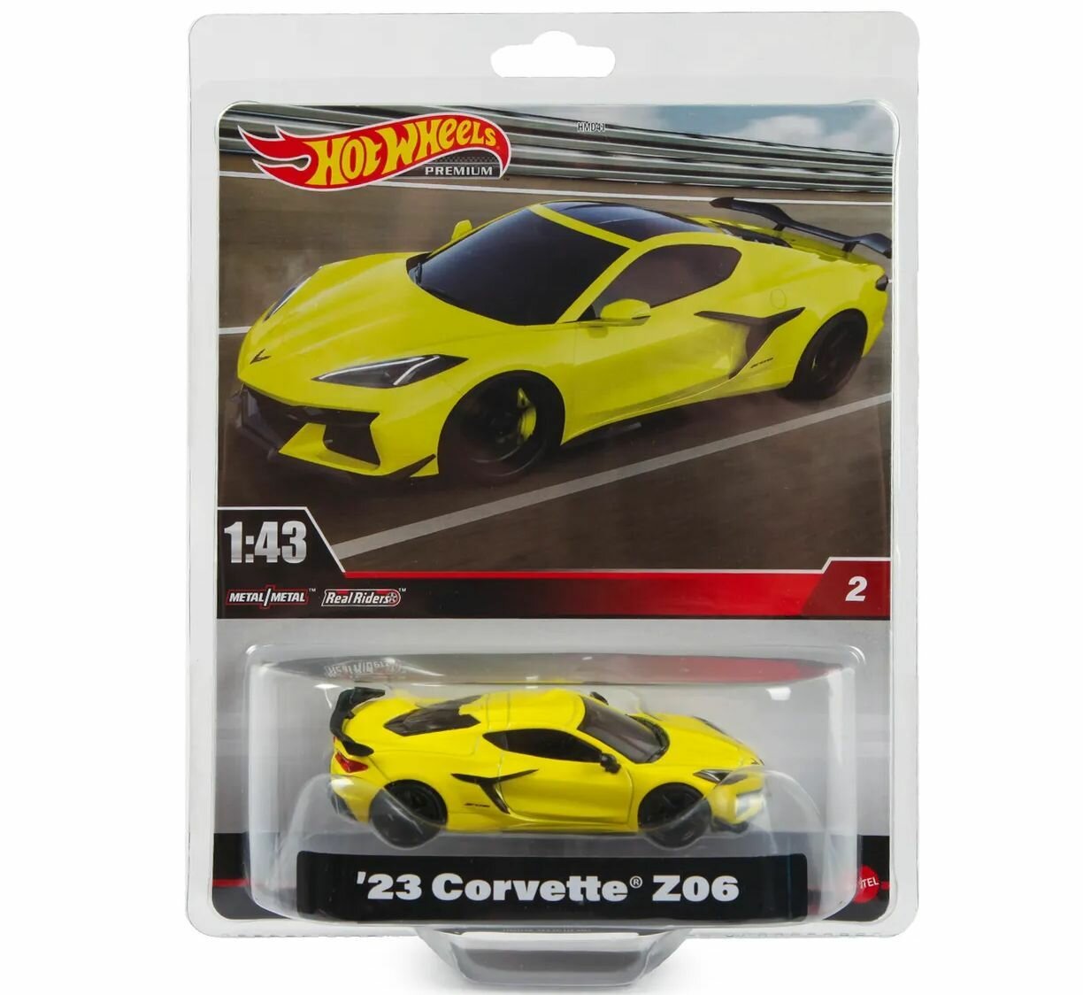 Hot Wheels '23 Corvette Z06 Accelerate Yellow (коллекция 2023 Premium 1:43, №2) - коллекционная Premium машинка