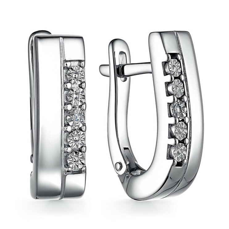 Серьги, серебро, 925 проба, бриллиант