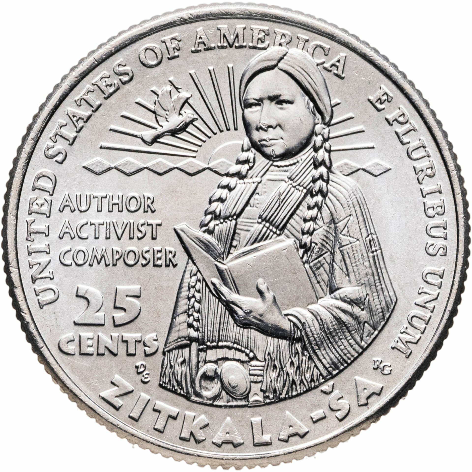 США 1/4 доллара 25 центов, квотер 2024 P "Американские женщины - Писательница Зиткала-Ша 15-я, Мельхиор медь-никель, в сохранности UNC