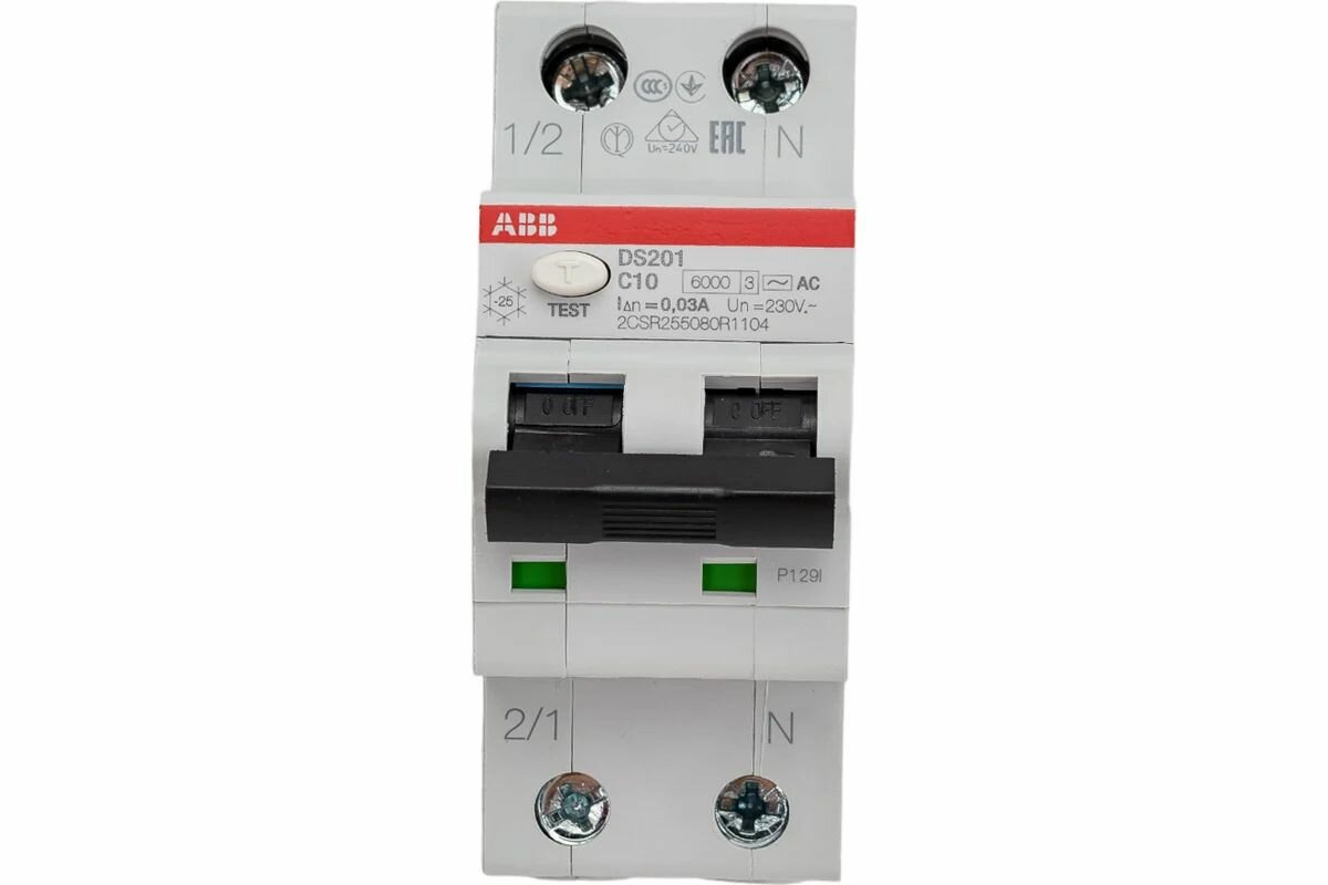 Автоматический выключатель дифференциального тока ABB DS201 C10 AC30 2CSR255080R1104