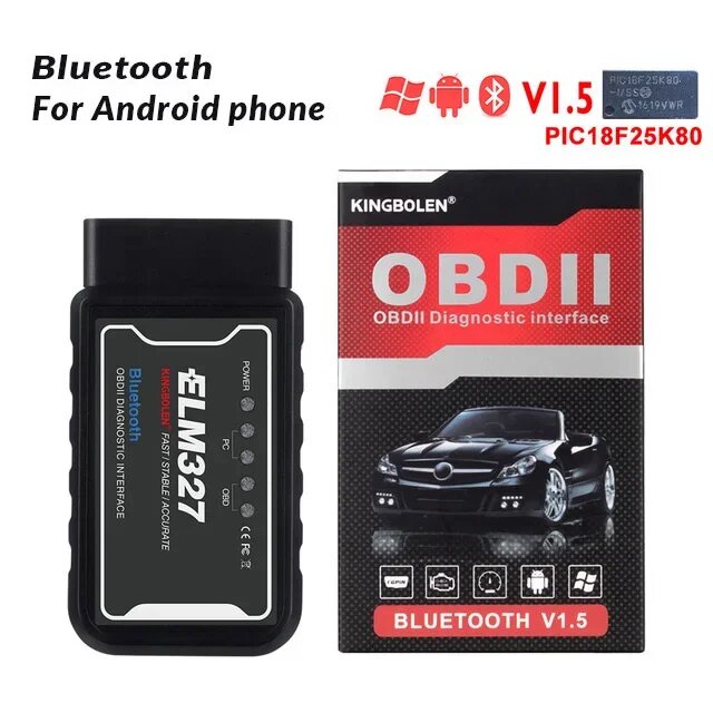KINGBOLEN ELM327 Bluetooth V1.5 PIC18F25K80 чип OBD2 сканер считыватель кодов автомобильный Type A