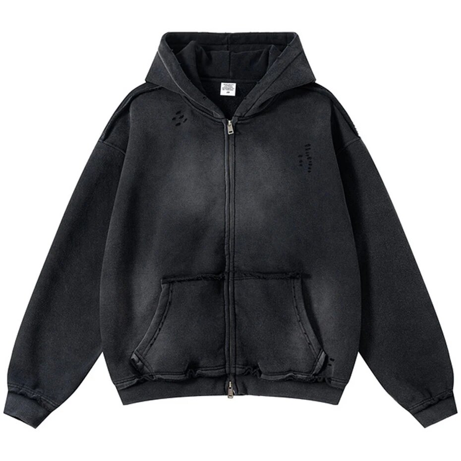 ELKMU хлопковые рваные толстовки мужские