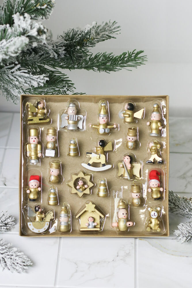 Набор ёлочных игрушек инфанси, дерево, золотой с серебряным, 2-4 см, 24 шт, Koopman International GR9002130