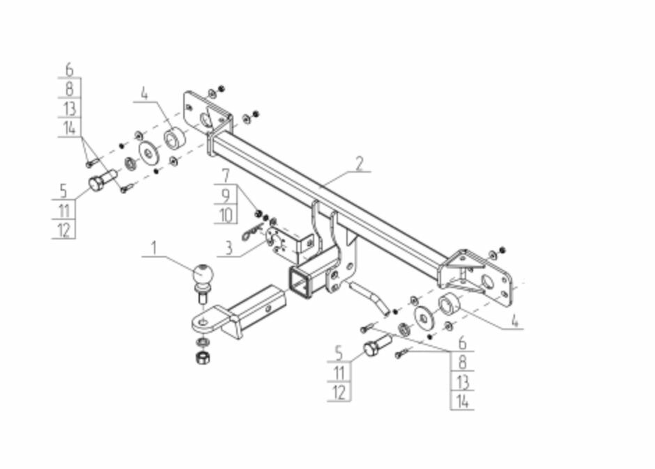 Фаркоп для Lada Vesta NG седан/универсал 2023- Тип шара: E. Нагрузки: 1000/75 кг, VAZ-72B