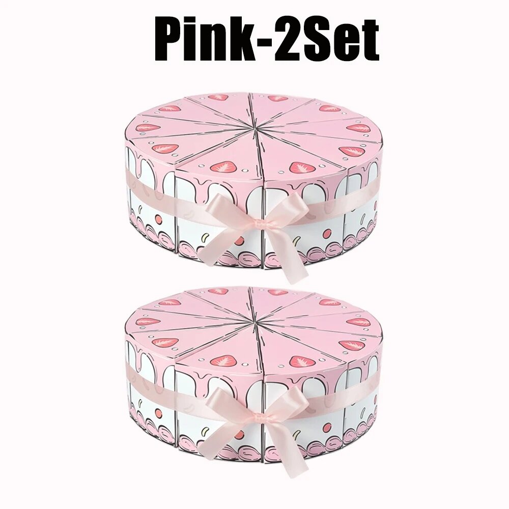 Набор картонных треугольных коробок для тортов Розовый, Pink-2Set