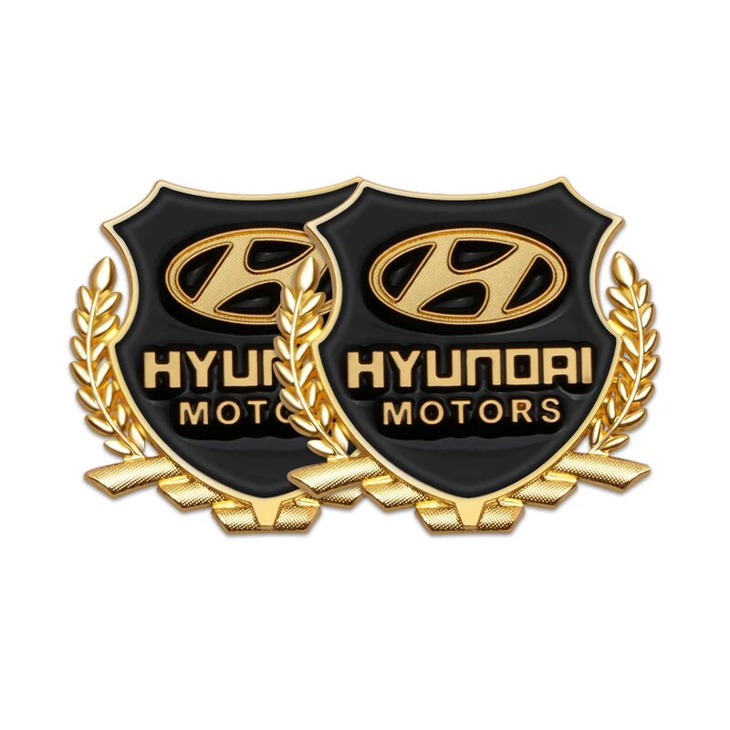 3D металлическая наклейка на боковое крыло автомобиля, эмблема из сплава, автозначок, Gold-Hyundai