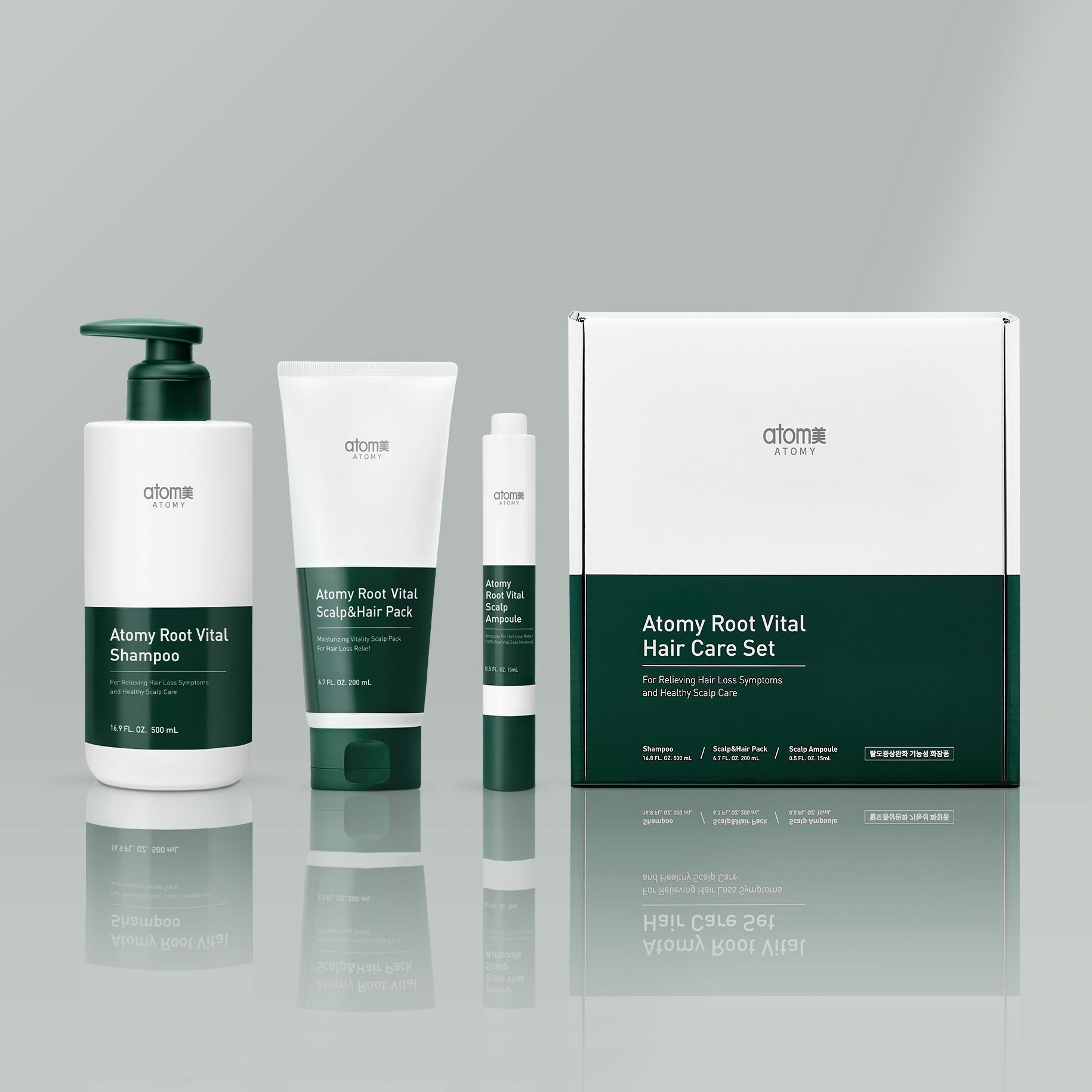 Атоми/Atomy Рут Вайтал набор для ухода за кожей головы и волосами (шампунь, маска, ампула), 900г