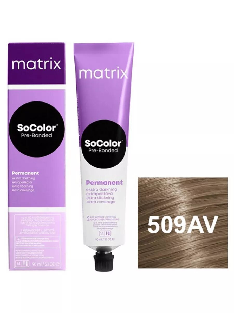 Перманентная краска для волос с бондером Matrix SoColor Pre-Bonded, 509AV (509.12)