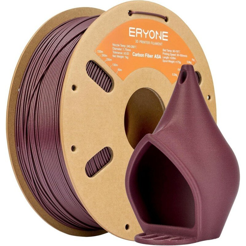 Пластик Eryone Carbon Fiber ASA CF 1.75mm 1kg Purple Red (ASA армированный углеродом)
