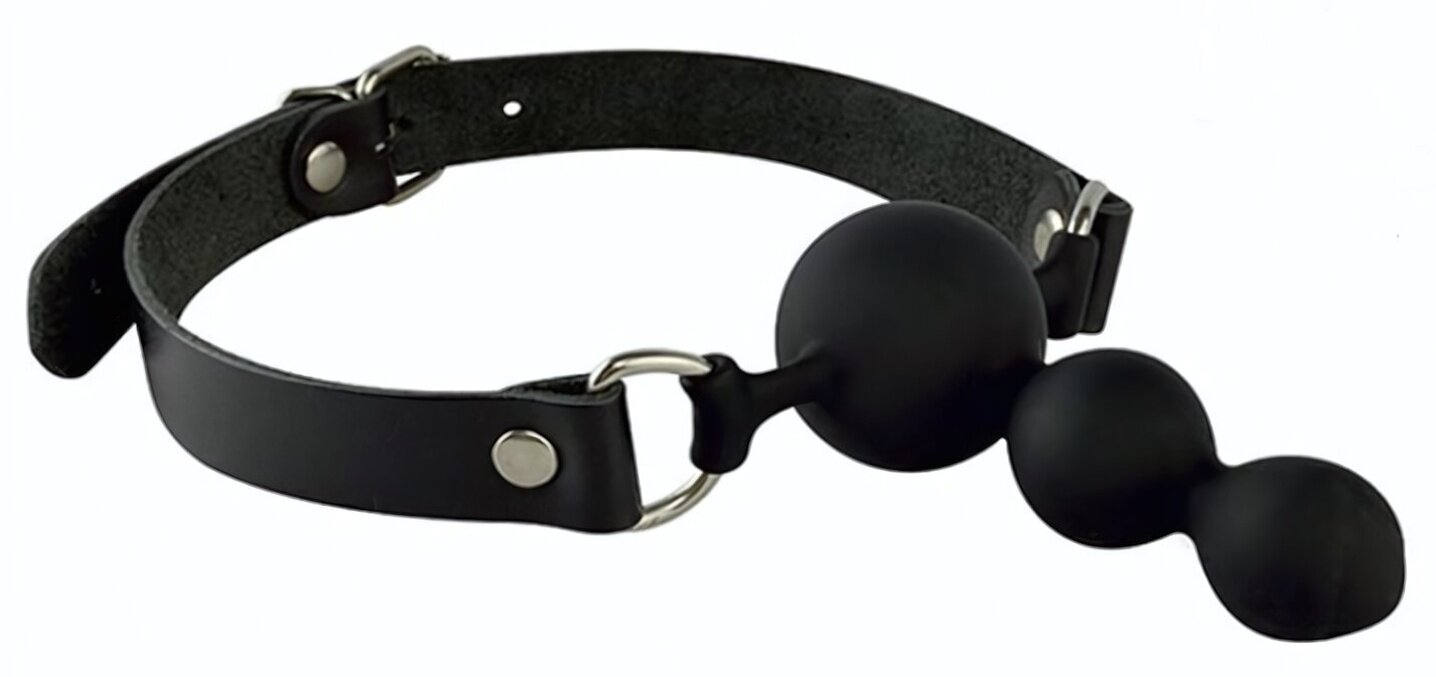 Кляп-пробка черный на регулируемых ремешках, силикон, 59 см, для BDSM