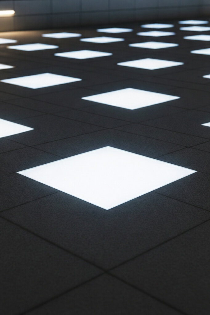 Светящаяся тротуарная плитка White холодная LED 12В для уличного и ландшафтного освещения 20*20 см