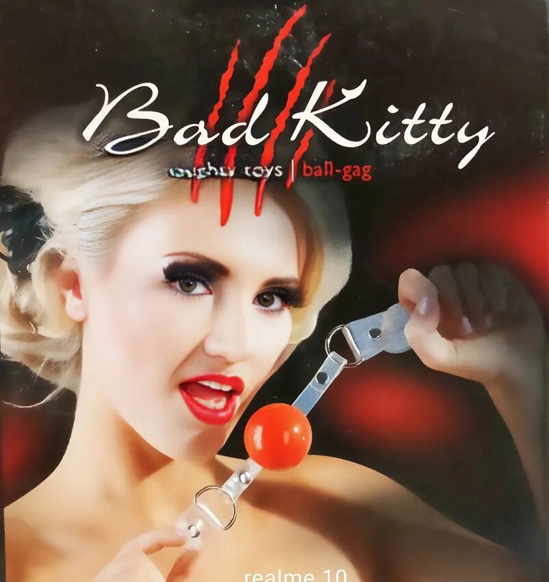 Кляп премиальный Bad Kitty из силикона, прозрачный/красный