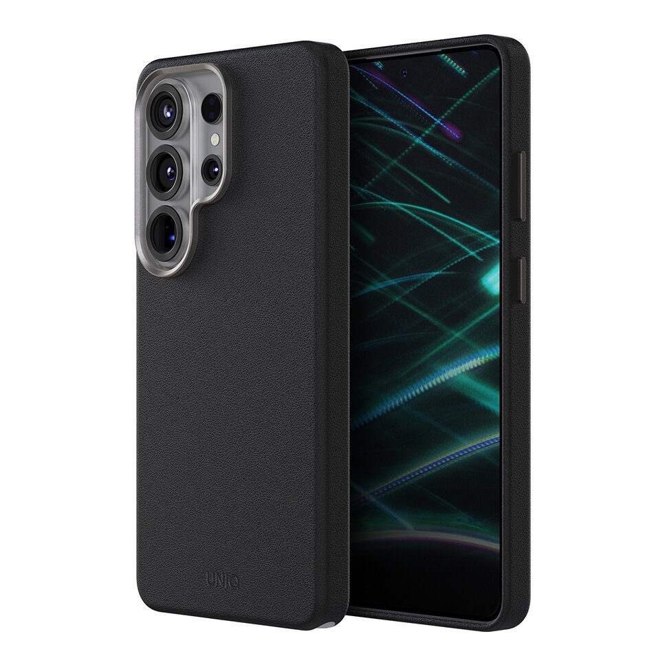 Uniq чехол с MagSafe для Galaxy S26 Ultra, Lyden из премиум экокожи, черный (Dallas Black)