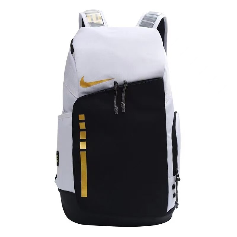 Рюкзак Nike Elite с удобной системой открывания и закрывания, бело-черный с золотым логотипом