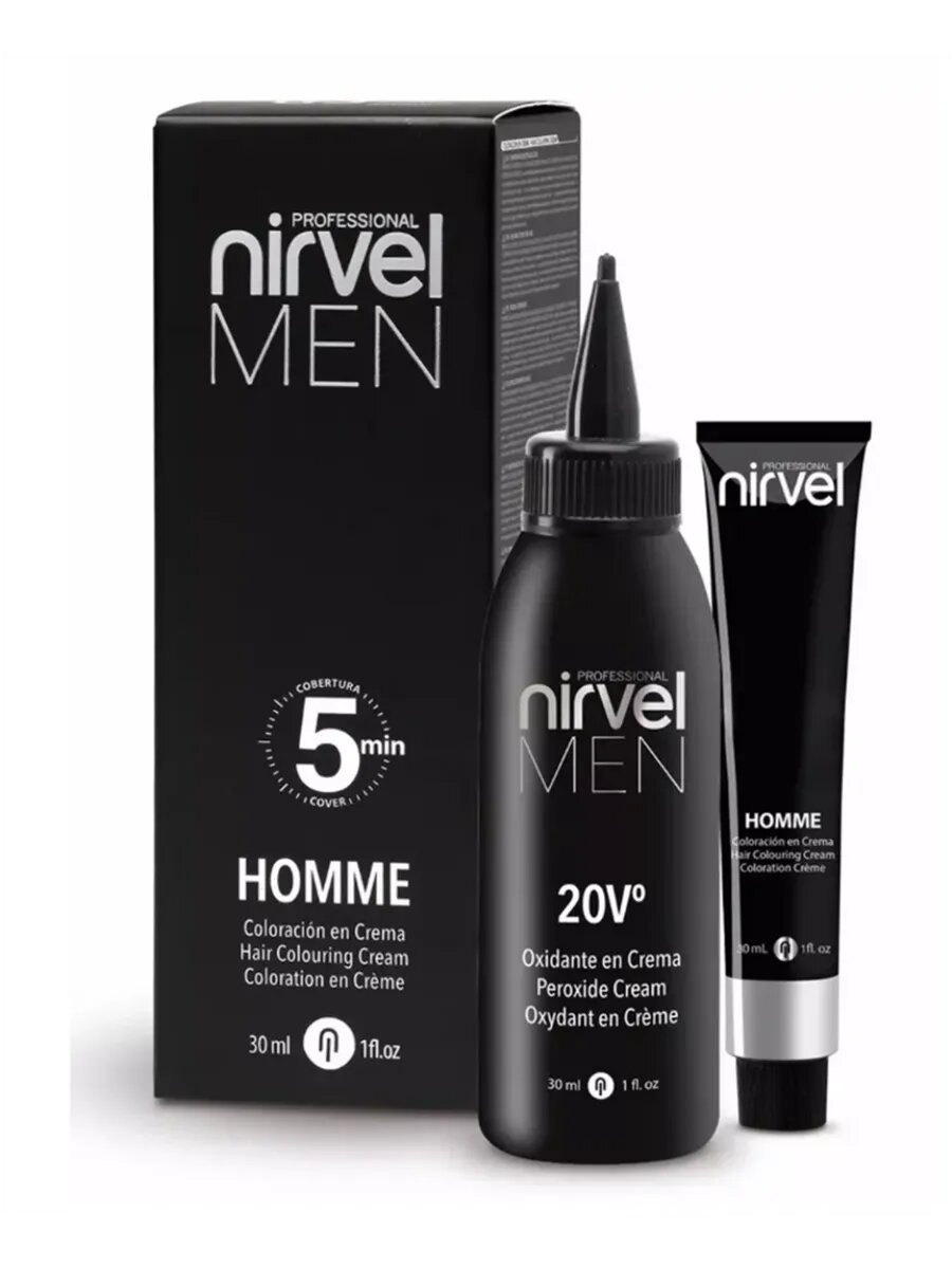 Краситель Nirvel "Homme", безаммиачный, для седых волос, темно-каштановый