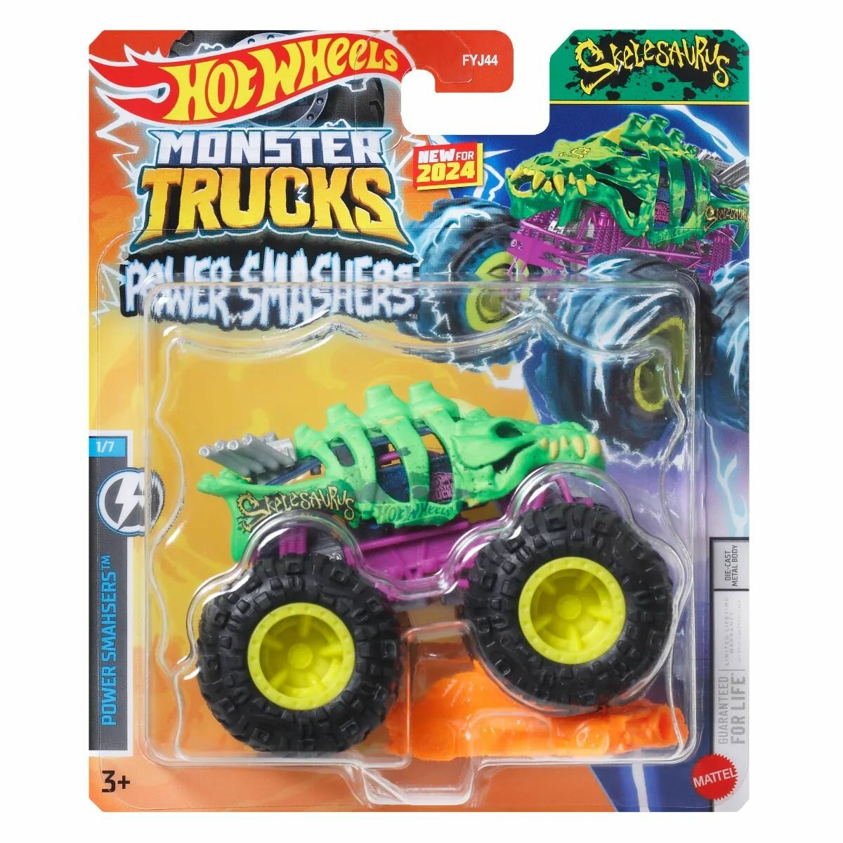 Машина Hot Wheels Monster Truck Power Smashers 1:64 Skelesaurus HTM30