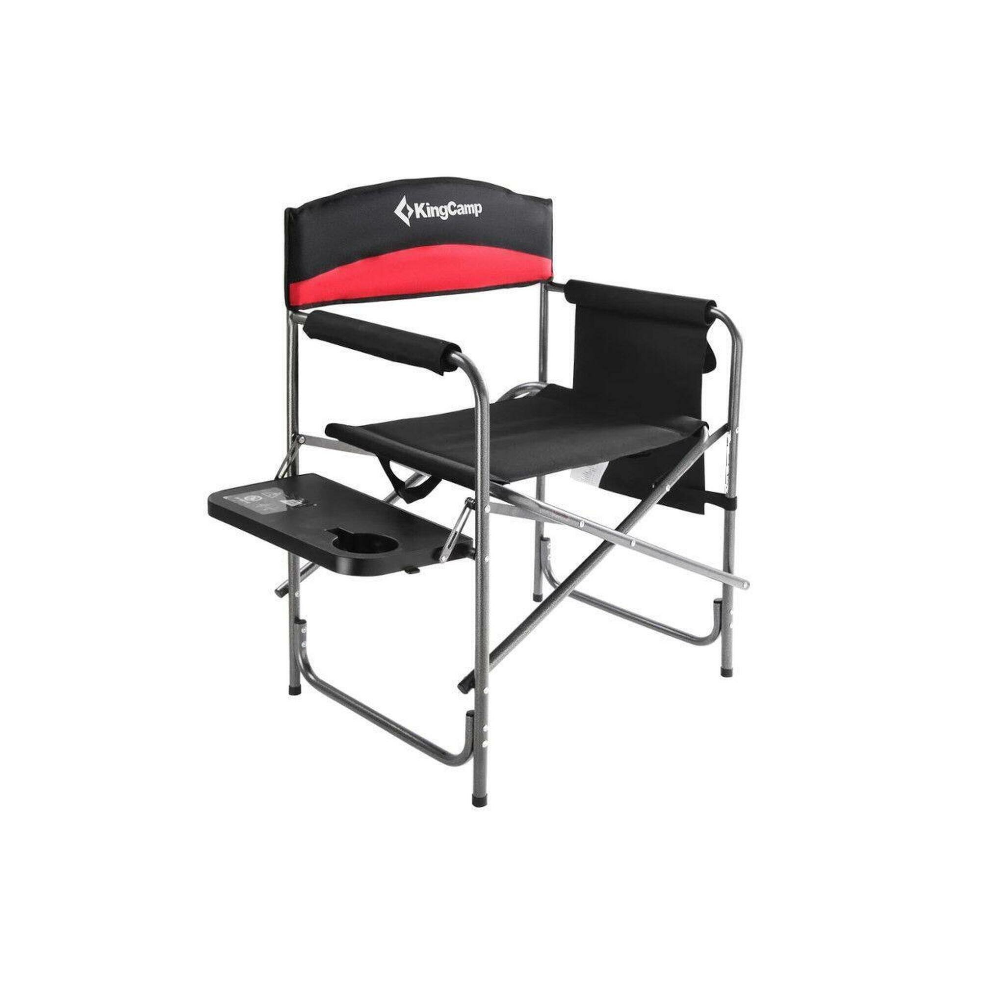 Кемпинговый стул Decathlon Kingcamp Director Chair KC2213, металлический каркас, черный/красный