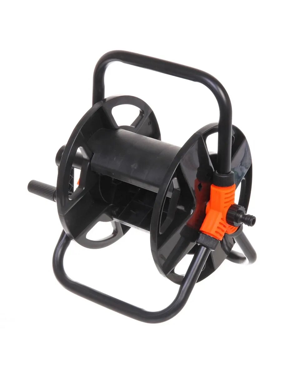 Катушка для шланга "Волна", универсальная, 15 м, чёрная, оранжевая