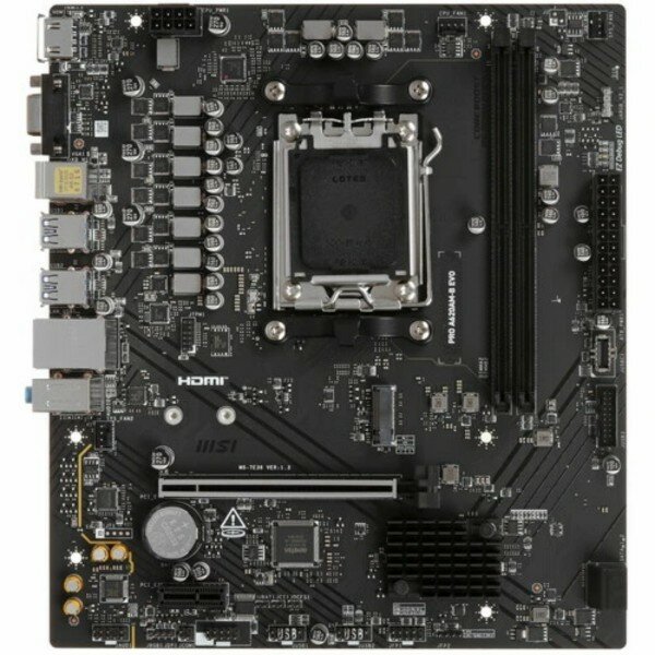 Материнская плата MSI Soc-AM5 PRO A620AM-B EVO, 2*DDR5, 1*PCIEx16, 1*PCIEx1, 1*M.2, 1*TypeC, 6*USB3.2Gen1, 6*USB2.0, 2*SATA3.0, 2.5G, VGA, HDMI, M-ATX