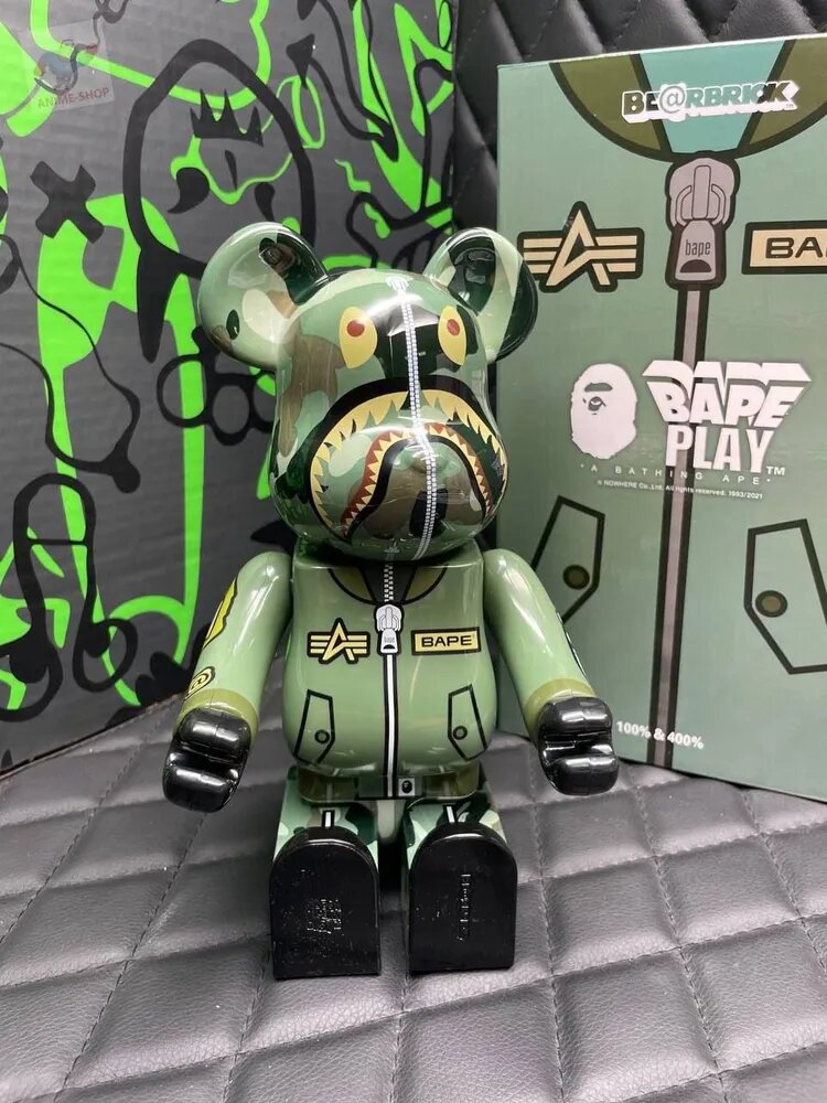 Фигурка BAPE PLAY BE@RBRICK 100% & 400% Зеленый ABS пластик для коллекционеров